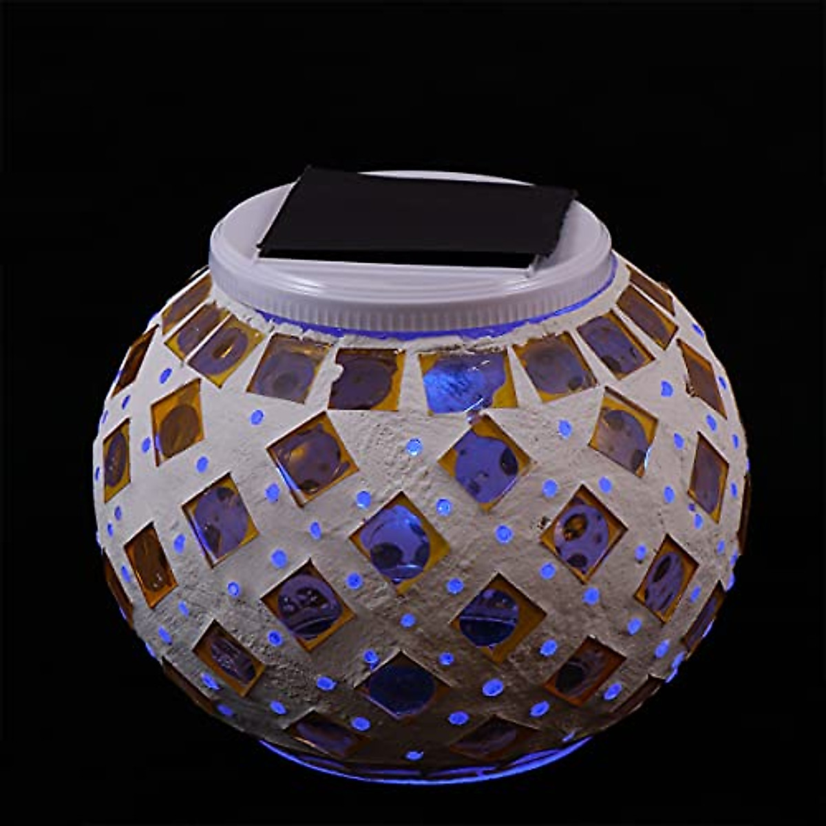 HEALLILY Fence Mosaic Lamp Weatherproof Solar Powered Glass Globe Ball Light LED Pathway Night Lamp for Home Garden Lawn Patio Yard