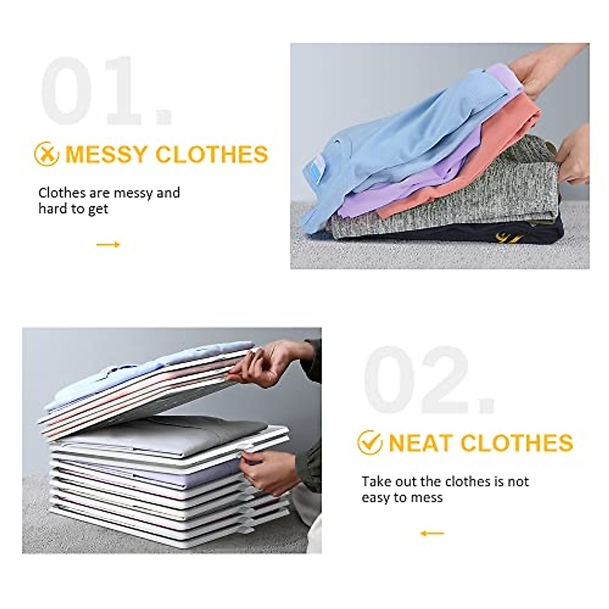 Accenter T Shirt Organizer Closet Organizer Clothing Trays - 10 Pack Durable Stackable Shirt Receipt Board Shirt Dividers File Organizer Clothes Organization System