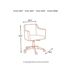 Signature Design by Ashley Baraga Contemporary Adjustable Swivel Home Office Desk Chair, White