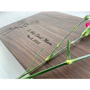 Personalized Cutting Board, Engraved Cutting Board, Mothers Day Gift, Happy Mothers Day, To the best mom, Carnation board, Gift for Mom, 150 (Cherry, 11" x 6")