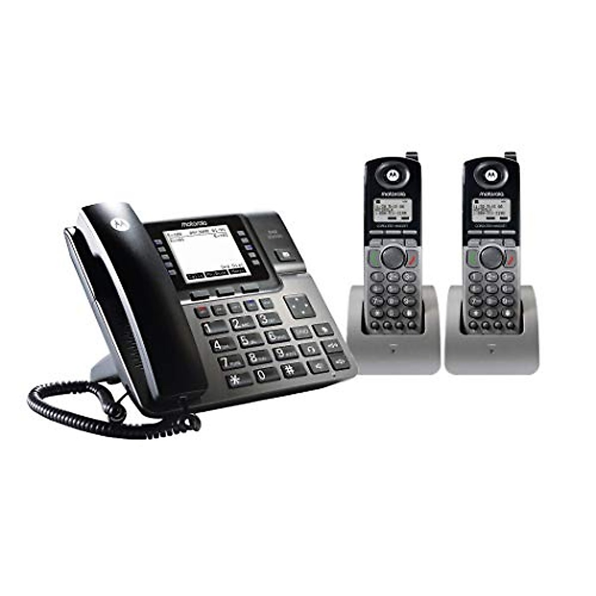 Motorola ML1002H DECT 6.0 Expandable 1 to 4 Lines Business Phone System with Voicemail, Digital Receptionist and Music on Hold, Black, 2 Handsets