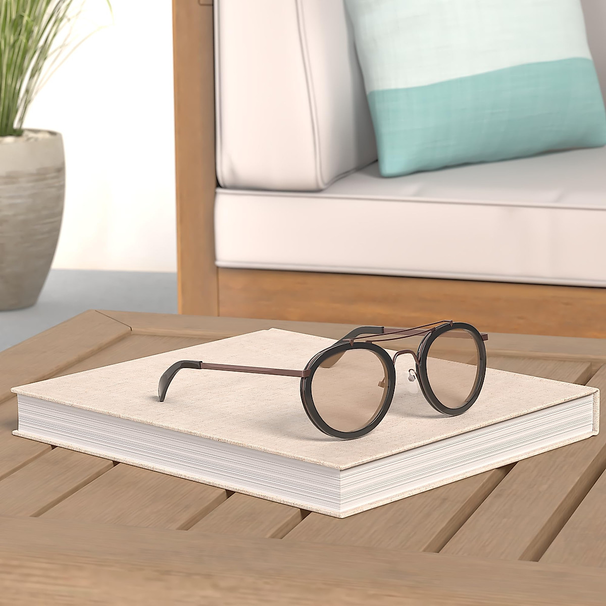 2020 VentiVenti Vintage Steampunk Double Bridge Round Polarized Sunglasses Designer Metal Frame For Women Men Matte Brown Frame/Brown Lens