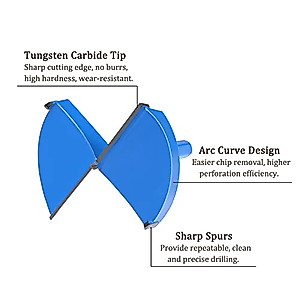 Kozelo Forstner Drill Bit - [80mm] Tungsten Carbide Auger Opener for Wood Furniture Hinge Woodworking Use, Hex Shank, Dark Blue