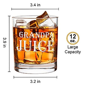 LIGHTEN LIFE Grandpa Juice Whiskey Glass 12 oz,Unique Grandpa Gifts in Valued Wooden Box,Funny Grandpa Gifts Ideas for New Grandpa,Birthday from Grandson,Granddaughter