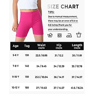 BOOPH Girls Bike Shorts Kids Cartwheel Shorts Biker Dance Shorts for Toddler Girl 3 Pack 5-6T Black Navy Rose Red