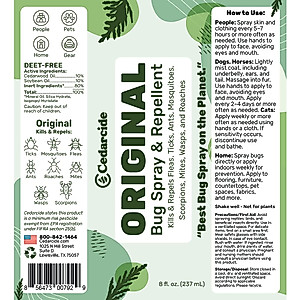 Cedarcide Original Bug Spray | Repel & Kill Fleas, Ticks, Mosquitoes, Mites, Ants & Chiggers | for use on People, Pets & Home | Natural Cedar Oil | Eco-Friendly | Small Size Kit