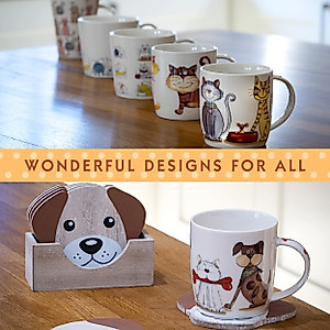 SPOTTED DOG GIFT COMPANY Dog and Cat Coffee Mug Set, 12 oz Cute Mugs Ceramic Porcelain China Coffee Tea Cups, Animal Themed Gifts for Cat Lovers and Dog Lovers Women Men, Set of 2