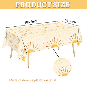 Oigco 3Pcs Boho Sun Birthday Party Tablecloths First Trip Around The Sun Party Decorations Disposable Plastic Table Covers Boho Baby Shower Supplies, 54 x 108 Inches