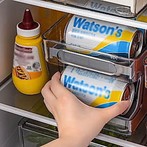 RUYICZB Soda Can Organizer for Refrigerator, 2-Layers Automatic Rolling Beverage Drink Can Storage Organizer, Beer Pop Can Organizer Dispenser Holder,Green