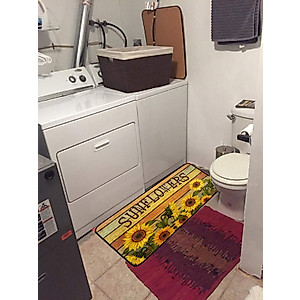 Flytime Rustic Sunflower Runner Rug with Non-Skid Washable Kitchen Floor Rugs Laundry Room Mat Waterproof Floor Runners 16X40Inches