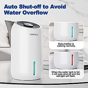 Dehumidifier, Makayla Dehumidifiers for Room 56oz(1650ml), 2 Working Modes/Auto Shut-off, Dual-Semiconductor Quiet Small Dehumidifiers for Home(550sq ft),Bedroom,Basement,Bathroom,Kitchen,RV