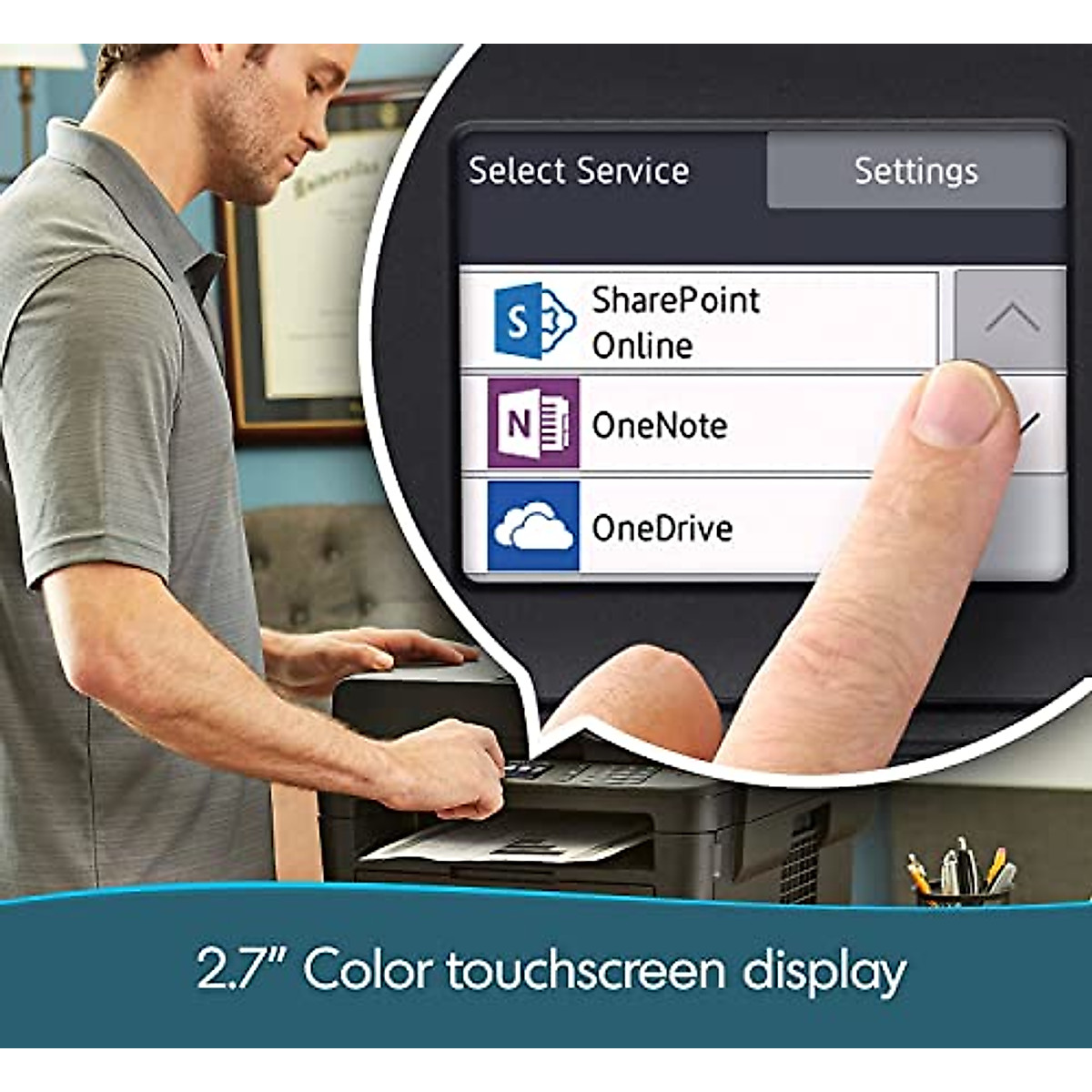 Brother MFCL2750DW Monochrome All-in-One Wireless Laser Printer, Duplex Copy & Print & Scan & Fax, 36ppm, Automatic 2-Sided Printing, 2.7’’Color Touchscreen, 250-sheet, Lanbertent Printer Cable