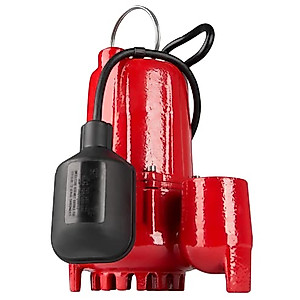 Red Lion RL-SC50T 115-Volt, 1/2 HP, 4300 GPH Cast Iron Sump Pump with Tethered Float Switch, 10-Ft. Cord, Red, 14942746