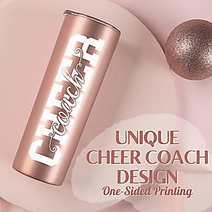 Onebttl Cheer Coach Gifts For Women, Her, Female - Cheer Coach - 20oz/590ml Stainless Steel Skinny Insulated Tumbler with Straw, Lid - Gift for Cheerleading or Cheerleader Coachs - (Rose gold)