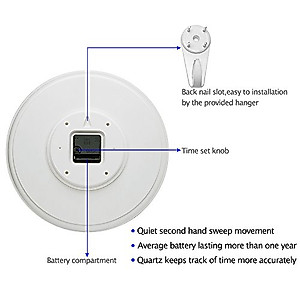 DreamSky 13.5 Inches Extra Large Wall Clock for Living Room Decor - Non-Ticking Big Silent Wall Clocks Battery Operated for Kitchen Bedroom Office Classroom Easy to Read