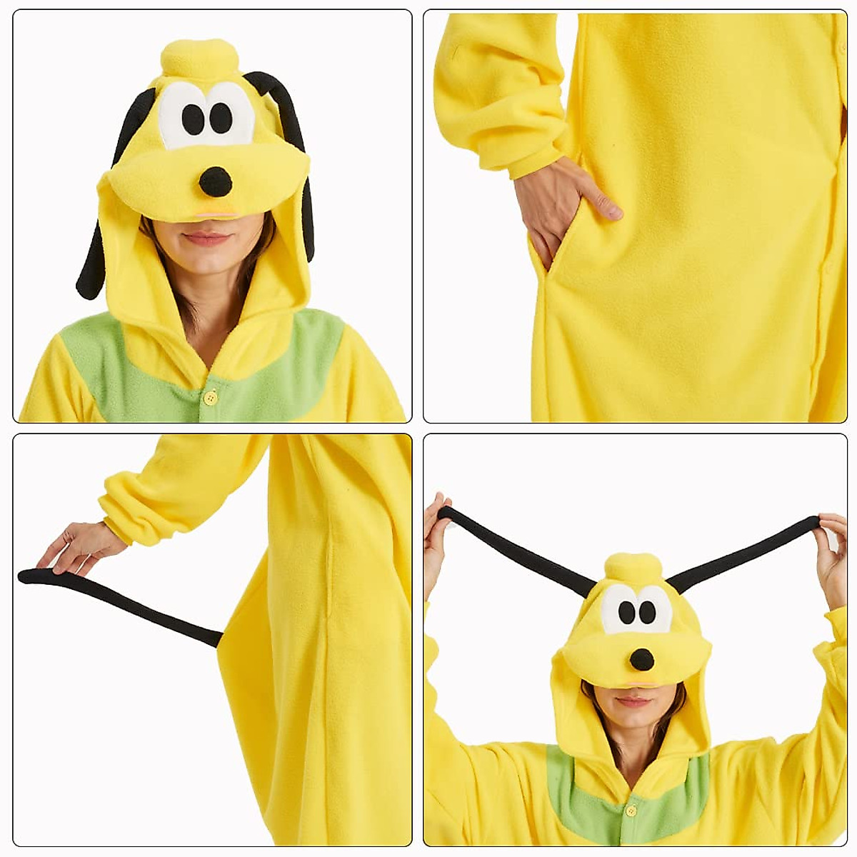 GONAAP Pluto Dog Onesie Animal Pajamas Plush One Piece Cosplay Dog Costume Cartoon Onesie Sleepwear(Medium, Pluto Dog)