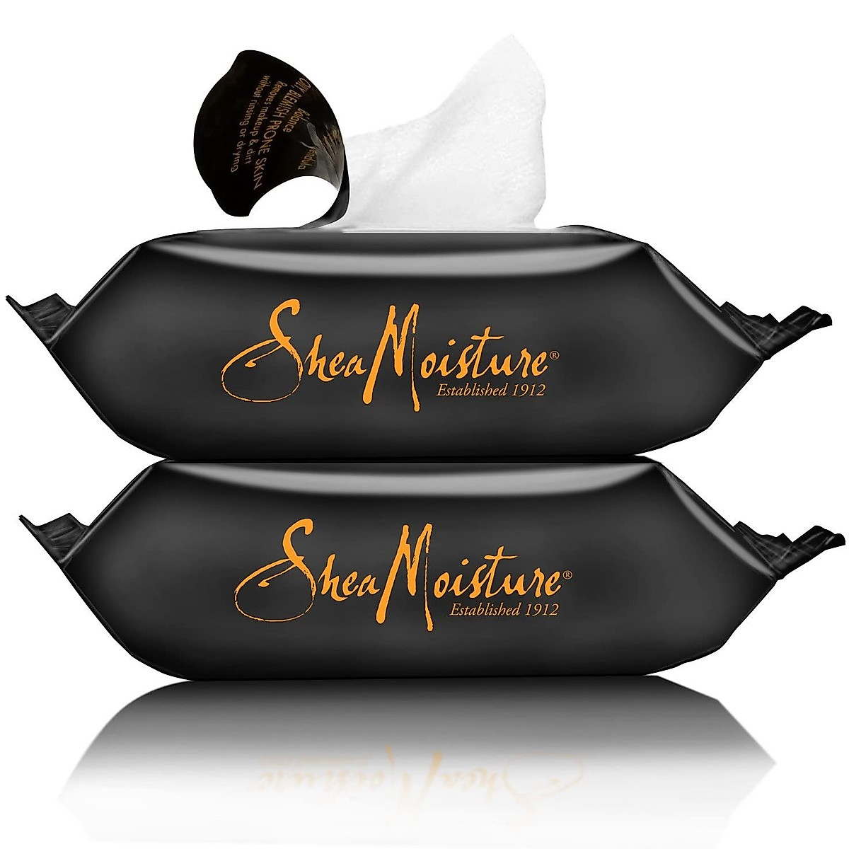 Shea Moisture Makeup Remover Face Wipes, African Black Soap, With Tea Tree Oil & Calendula, Removes Makeup & Dirt to Clarify Oily Blemish Prone Skin, Pack of 2, 30 Wipes Per Pack