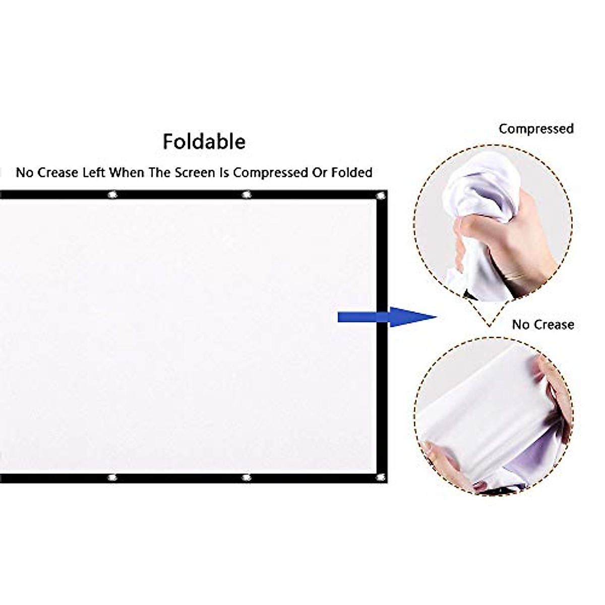 Projection Screen 120 Inch 16:9 HD Foldable Anti-Crease Portable Outdoor Indoor Projector Movies Screen Wall Mount for Home Theater Support Front and Rear Projection