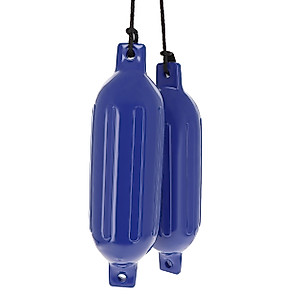 BISupply Boat Bumpers for Docking - Boat Fenders Blue 2 Pack 22.8 x 7.8in Buoys with 2 Fender Lines and 12in Inflator