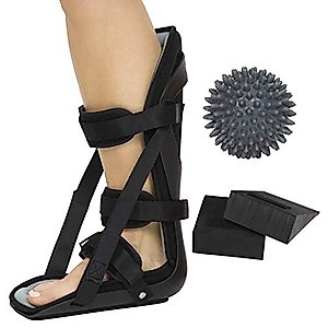 Vive Hard Plantar Fasciitis Night Splint and Trigger Point Spike - Stabilizer Brace Relieves Inflammation - Foot Support Boot Features Adjustable Hook and Loop Straps for Achilles Pain Relief