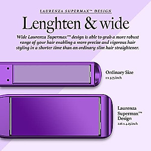 Milano by Laurenza Hair Straightener and Curler 2 in 1, SuperMax Design 8.5 Inch² Extra-Large 3D Floating Ceramic Flat Iron, Dual Voltage Straightening Irons with 20 Million cm³ Anion Outlet (Purple)