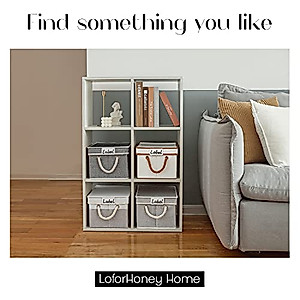 LoforHoney Home Bundle-Storage Bins with Lids, Beige, Large 4-Pack & XLarge 4-Pack