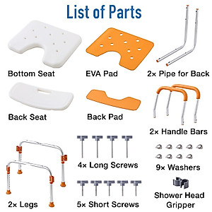 Shower Chair for Inside Shower, Japard 400 lbs Heavy Duty Bath Chair with Arms and Shower Head Holder, Medical Shower Seat, Bath Stool Safety Shower Bench for Elderly