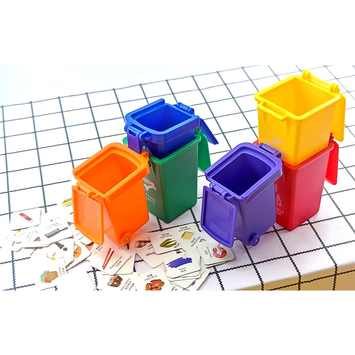 Nuanmu Trash Can Toy Kids Push Toy Vehicles Garbage Can 2 Style of 6 Colors