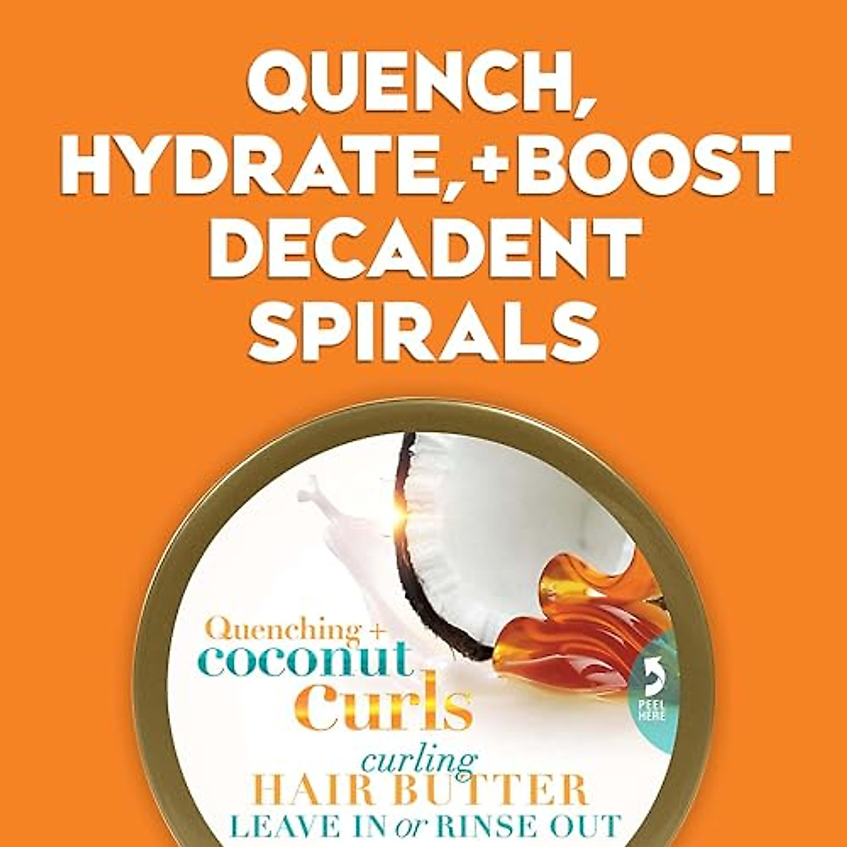 OGX Quenching + Coconut Curls Curling Hair Butter, Deep Moisture Leave-In Hair Mask & Treatment with Coconut Oil, Citrus Oil & Honey, Paraben-Free and Sulfated-Surfactants Free, 6.6 oz