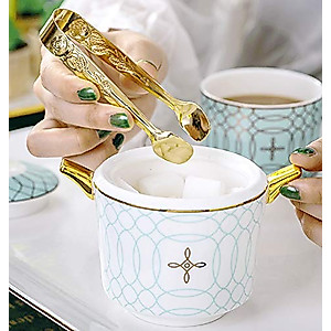 HINMAY 6PCS Mini Serving Tongs 4 Inches Small Rose Sugar Cube Tongs (Gold)