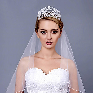 Makone Silver Crystal Crowns and Tiaras with Comb for Girls or Women Queen Crown Princess Hair Accessories Christmas Birthday Halloween Party Wedding Tiaras Valentines Gifts(Style-6)