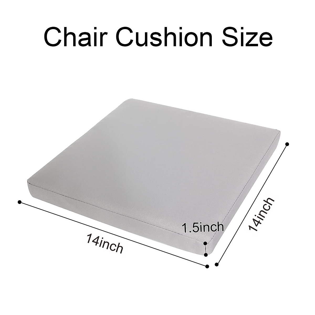 GUEGLSA Outdoor Bar Stool Cushions Square 14 Inch,Non Slip Square Seat Pad with Ties 14x14in,Waterproof Chair Cushions for Bar Stools,Cushion Only,Set of 2,(Grey)