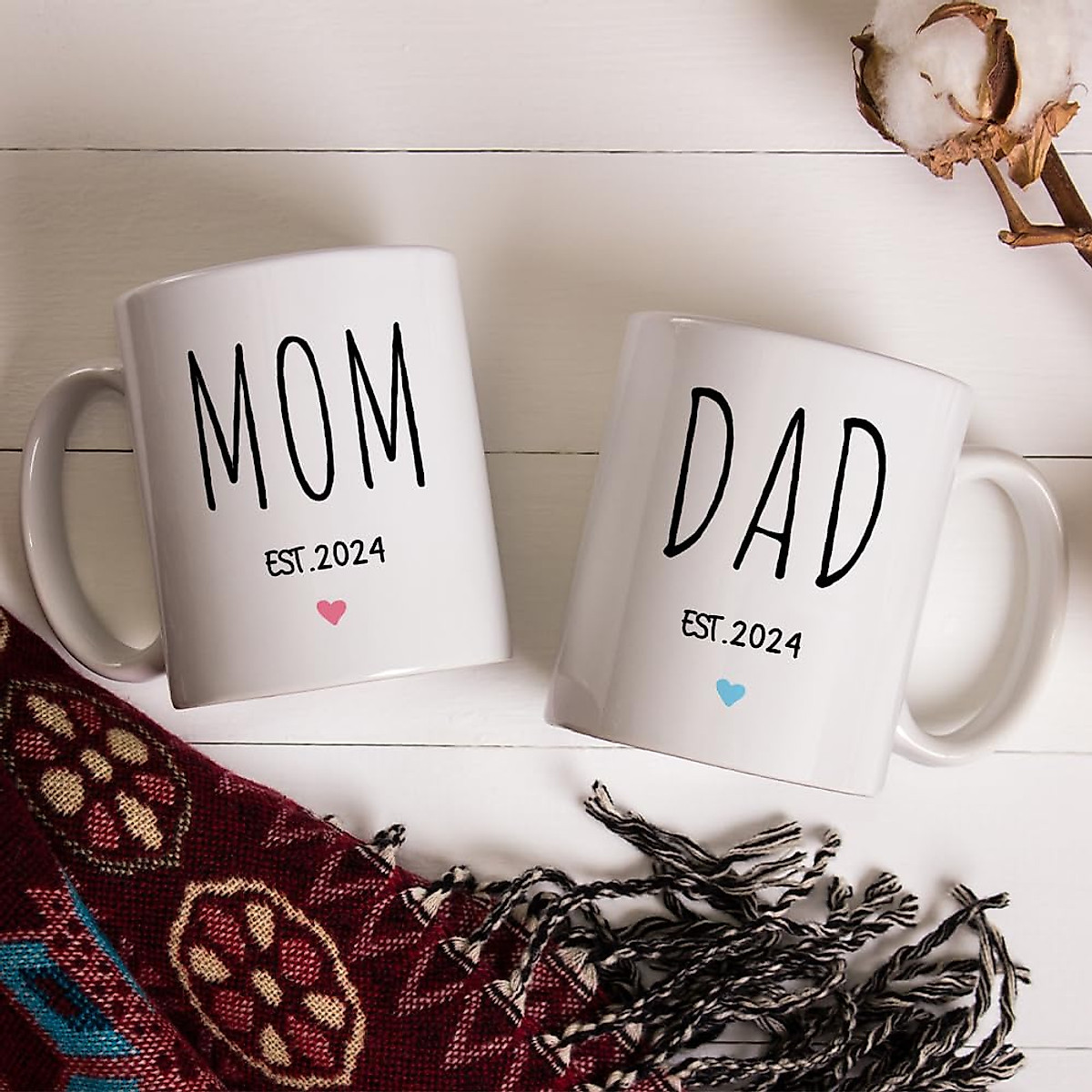 Fatbaby New Mom and Dad Coffee Mug,Pregnancy Gifts for New Parents Est 2024, First Time Parents Gifts, New Parents Gifts for Couples,Baby Shower Gifts 11OZ