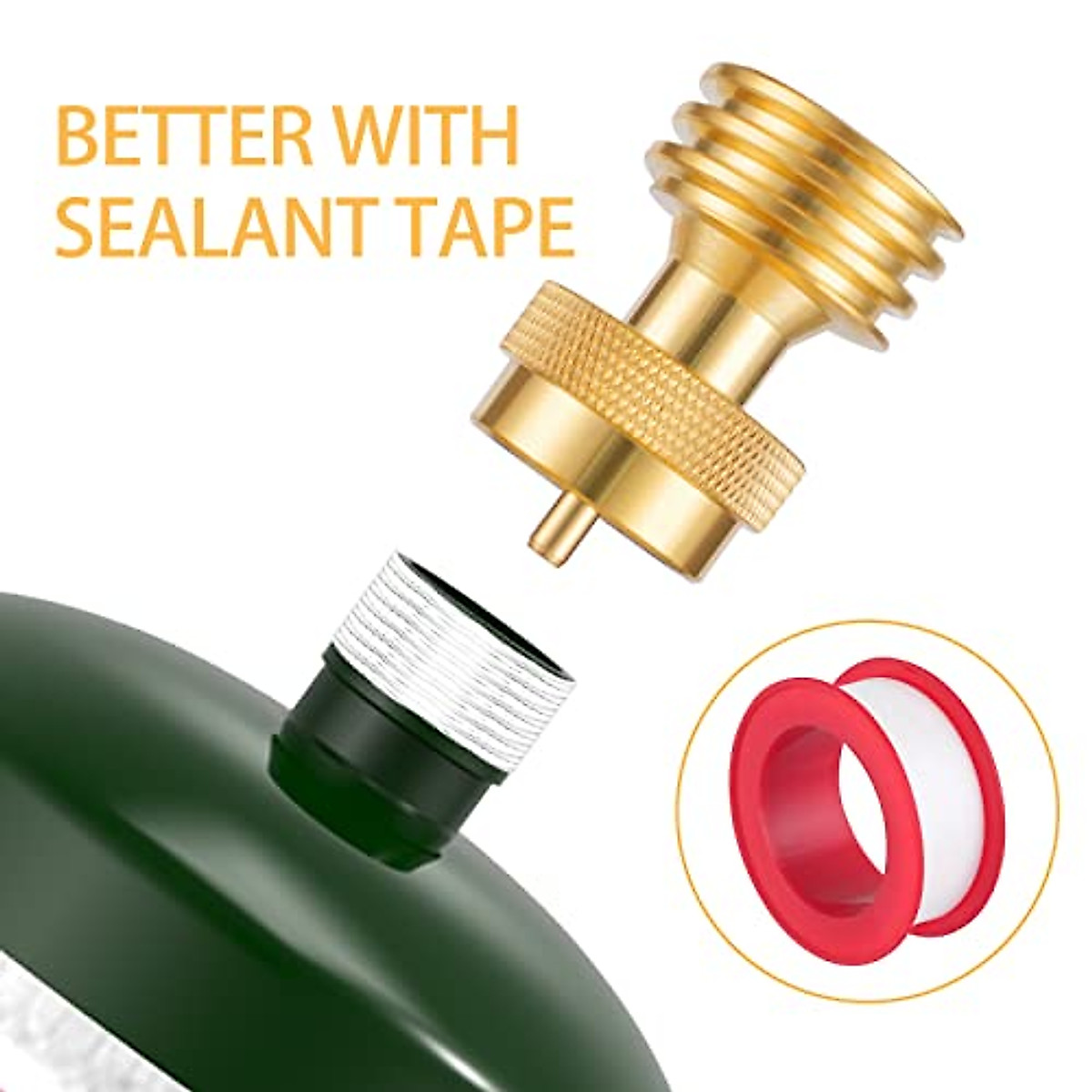 NiuBuNiu 1lb to 20lb Propane Tank Adapter, Acme Male & POL Female Thread- Fit for QCC1/POL Hose and Fegulator.(Contains Sealing Tape) (QCC/Type1)