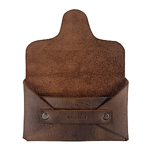 Hide & Drink, Snapless Business Card Holder for Men and Women, Vintage Wallet, Sturdy Pouch, Money Organizer, Full Grain Leather, Handmade, Bourbon Brown