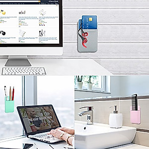 Costyle 4 Pack Slim Card Holder for Back of Phone- Pink Gray Mint Green Rose