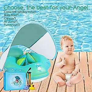 Relaxing Baby - Swimming Ring with Adjustable Seat Pocket,Removable Floating Ball,New Upgrade Baby Swim Ring with Canopy for Ages 6-36 Months