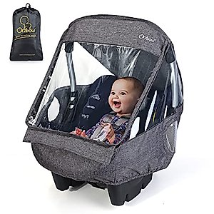 Universal Car Seat Rain Cover,Weather Shield for Infant Car Seat with Storage Bag, Side Ventilation & Handle Opening, Provides Extra Protect Baby During The Covid-19, Baby Travel Accessories(Black)