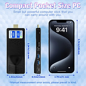 HIGOLEPC Mini PC Windows 11 Pro Celeron N4000 4GB/64GB,Micro Computer Stick PC USB PD3.0 and HDMI 4K Gigabit Ethernet,WiFi 5.0,BT 4.2, Mini Computer on Business Office Media Home