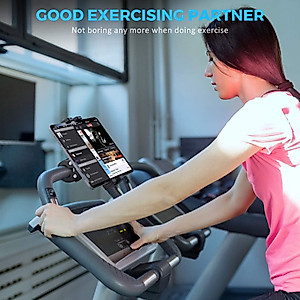 KDD Spin Bike Tablet Holder Mount, Phone iPad Holder Stand Exercise Bike Handlebar Mount for Stationary Bicycle, Treadmill, Microphone Stand, Fit for iPad Pro 12.9, Galaxy Tabs, iPhone(4.7-13”)