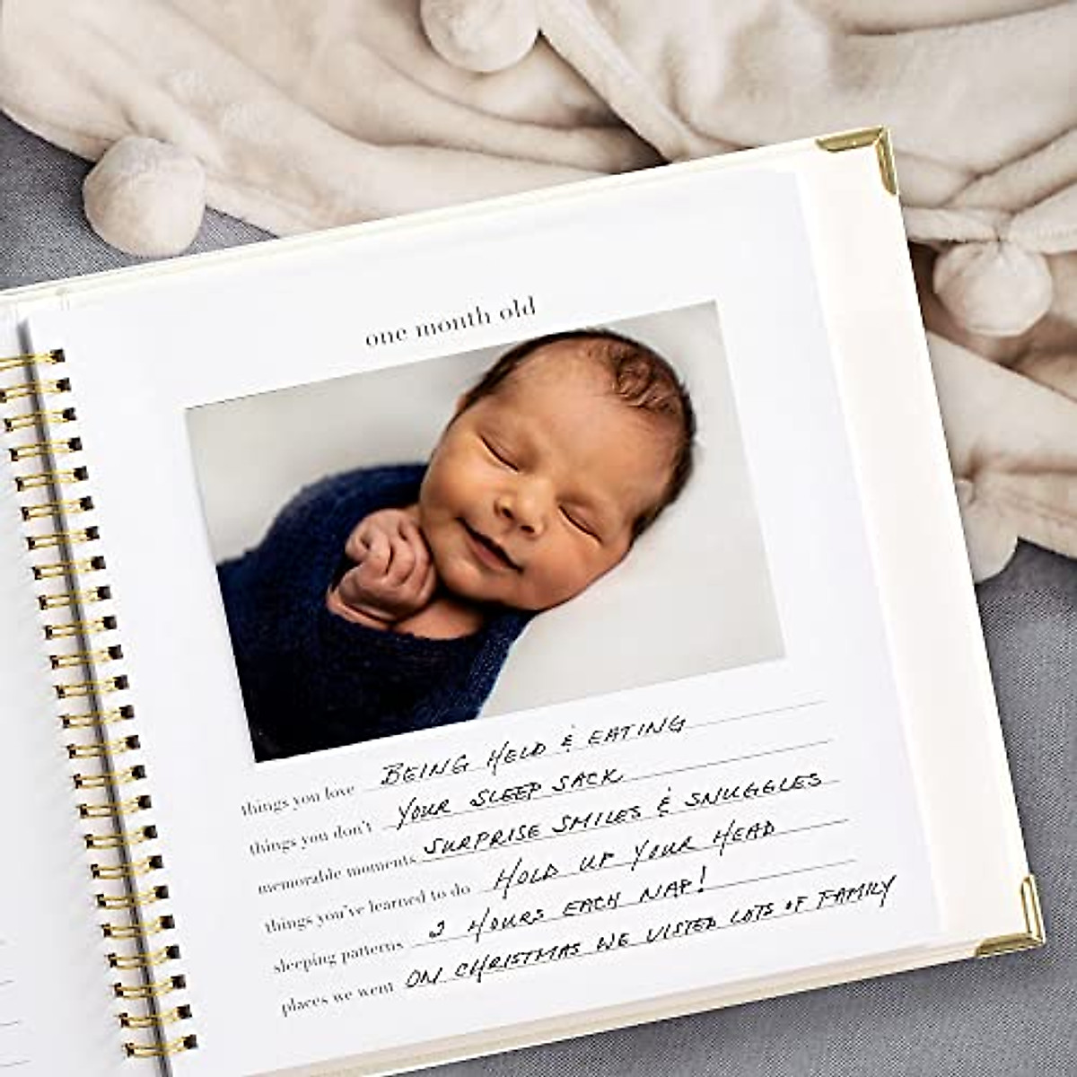 Keepsake Baby Memory Book for Boys and Girls – Timeless First 5 Year Baby Book – Gender Neutral Linen Baby Journal Scrapbook or Photo Album - A Milestone Book to Record Every Event from Birth to Age 5