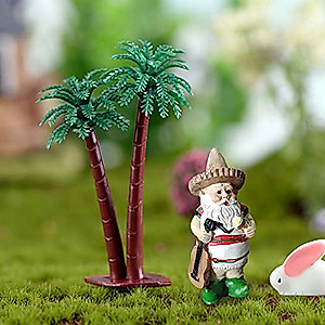 JIUMO Miniature Garden Gnome Fairy Garden Gnome Figurines Beach Gnome Figurines Outdoor Small Garden Gnomes Accessories Gnomes with Coconut Tree
