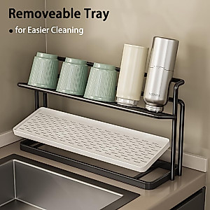 Generic Bottle Drying Rack, Wide Jug Storage Rack, Cup Storage Stand with Drain Tray, Mug Organizer for Kitchen, Coffee Mug Holder for Kitchen Counter (Black)