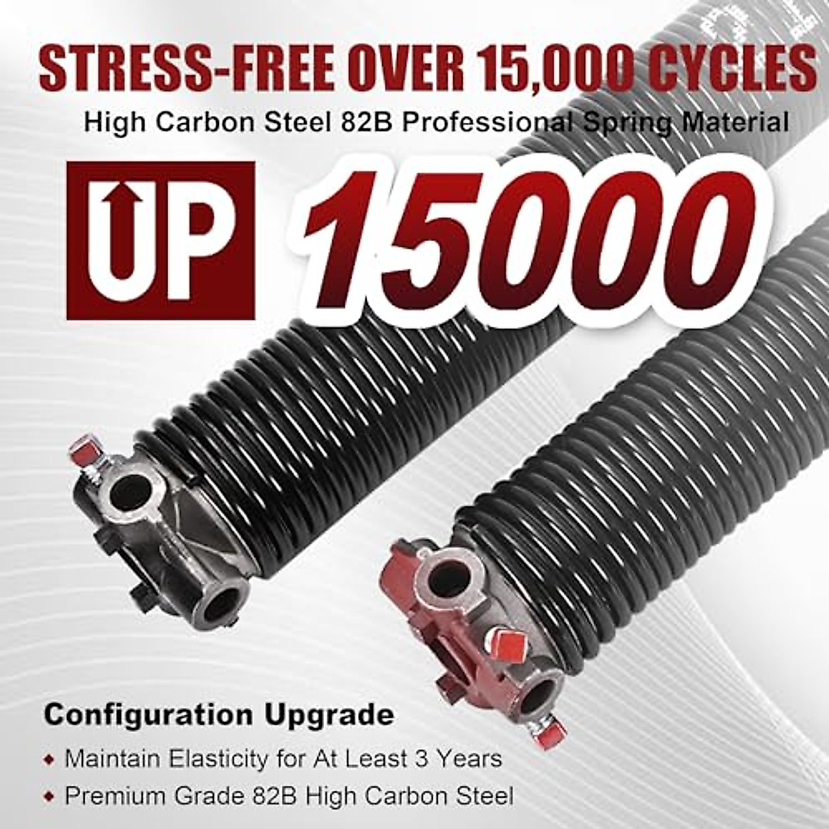 JZSDB Garage Door Torsion Springs, Pair of 0.250 x 2" x 28" Garage Door Spring with Non-Slip Winding Bars, Bearings and Gloves, Minimum of 15,000 Cycles