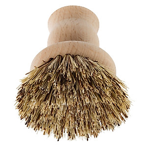Redecker Pot Brush with Union Fiber Bristles, 2-1/2-inch Diameter, Brown Beechwood Handle, Made in Germany
