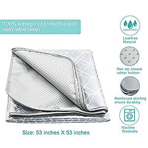 Paw Legend Washable Highchair Splat Floor Mat- Anti-Slip Silicone Spot Splash Mess Mat(53'' X 53'')-Food Catcher Art Craft Leak Proof Mat,Diamond