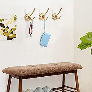 Bilindasly Gold Hooks Bath Towel Hooks Heavy Duty Brass Wall Door Hook Hanger Clothes Hooks for Hanging Coats Hat Hooks Towel Hooks for Bathrooms Bedroom Kitchen Key Hanger Hooks, 1 Pack