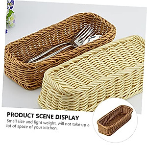 BESTonZON 2pcs Restaurant Vegetables Farmhouse Knitting Bread Caddy Kitchen Cutlery Imitation Forks Baskets Table Rectangular Keys Cabinet Holders Cm Bin Pantry Wallet Handmade Xxcm Cell