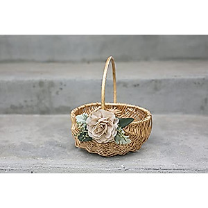 Willow Flower Girl Basket - Rustic Wood Flower Girl Basket - Country Wedding Basket w/Greenery Decor - Rattan Gift Basket by Ragga Wedding