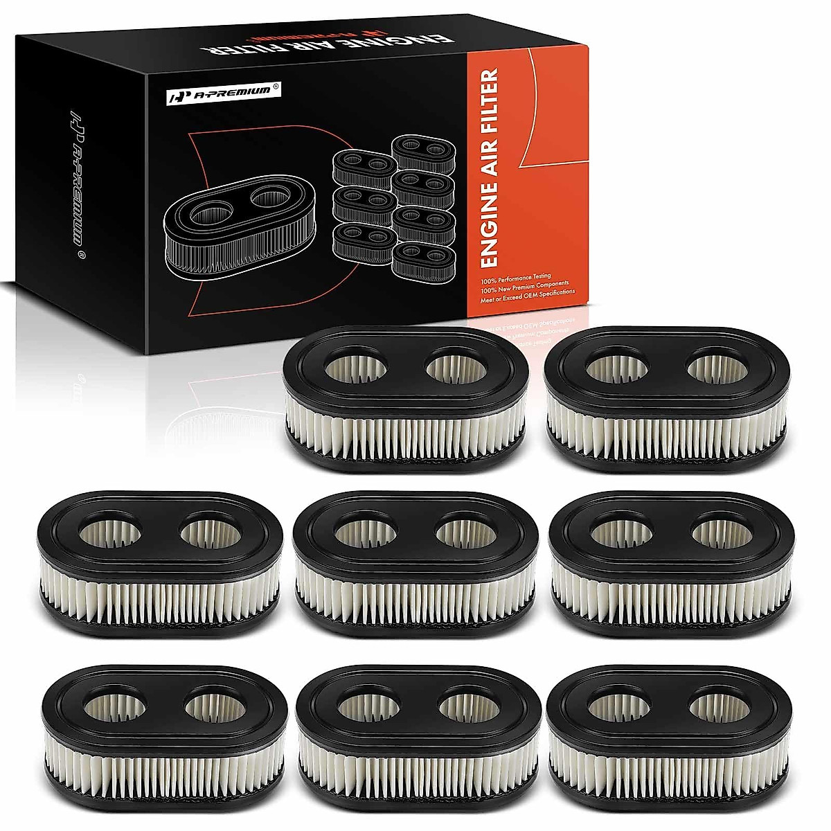 A-Premium 8-PC Engine Air Filter Air Cleaner Cartridge Filter - Compatible with Briggs & Stratton Engines - 550E 550EX 575EX 625EX 625EXi 675EXi 725EXi - Replaces 593260, 798452, Lawn Mower Air Filter